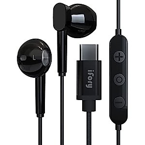 iFory USB C Earphones, HiFi Stereo Type C Earbuds Stereo in-Ear Earbud USB C Headphones with Mic and Volume Control Compatible with Google Pixel 3/2/XL, Sony XZ2, iPad Pro Black