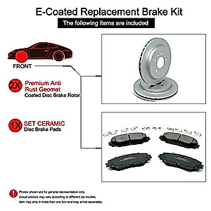 [Front] TOVASTY Brake Pads and Rotors Kit for Chrysl(er PT Cruiser 2003-2009 E-Coated [BKC2022]