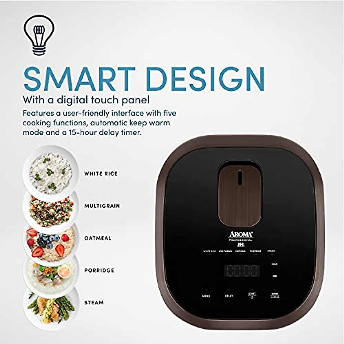 Aroma Housewares Professional 12-Cups (Cooked) / 3Qt. 360° Induction Rice Cooker & Multicooker (ARC-7606B), Black, 12 Cup