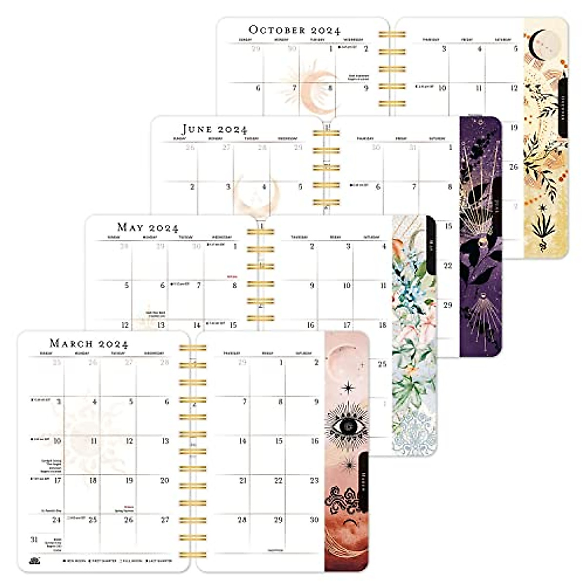 Year of the Witch 2024 Weekly Planner by Temperance Alden | Travel-Size 12-Month Calendar | Compact 5" x 7" | Flexible Cover, Wire-O Binding, Elastic Closure, Inner Pockets