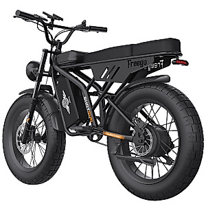 Freego Electric Motorcycle Dirt Bike for Adults, 1400W(Peak)/48V/22.5Ah, F2 Pro 20" x 4.0" Fat Tires Electric Bicycle, Top Speed 34MPH & 50Miles Ebike 7 Speed Dual Hydraulic Brake/Suspension