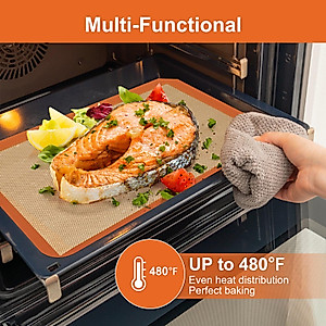 Silicone Baking Mat Sheets Set, Easy Clean &Non-Stick Food Grade Reusable Baking Mat, 1 Half Sheet+ 1 Jelly roll+1 Quarter sheet Baking Mats for Oven, Make Macarons, Cookies, Pizza, Bread and Pastry