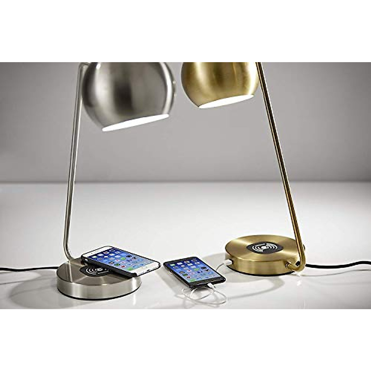 Adesso 5131-21 Emerson Desk Lamp Wireless Charging, 7W LED, 5W QI, USB Port, Indoor Lighting Lamps