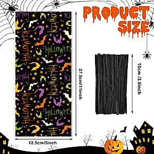 Hotop 160 Pcs Halloween Cellophane Bags Halloween Treat Bags Plastic Halloween Party Favors Bags Trick or Treat Cookie Goodie Bags with Ties for Halloween Party Favors Gifts, 8 Design