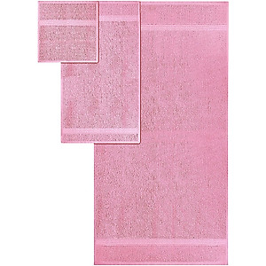 Simpli-Magic Bath Towels Set, 2 Bath Towels, 2 Hand Towels, and 6 Washcloths (10 Piece Set), Ring Spun Cotton Highly Absorbent Towels for Bathroom, Shower Towel (Pink)