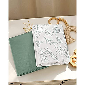 Babebay Crib Sheets for Boys and Girls, Fitted Baby Crib Sheet Neutral for Standard Crib Mattress & Toddler Bed Mattress (52"x28"), Soft and Safe Cotton Green Crib Sheets, 2 Pack (Sage Green)