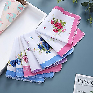 30 Pcs Womens Floral Print Handkerchiefs Vintage Soft Cotton Handkerchiefs Bulk