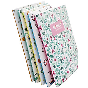 MILIKO A5 Color Series Softcover Notebook/Journal/Diary Set, 5 Unique Design 8mm Ruled Notebooks per pack-50 Sheets/100 Pages