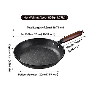 MAXCOOK Non Stick Frying Pan 10 inch Egg Pans Skillet Nonstick Pan Detachable Wooden Handle