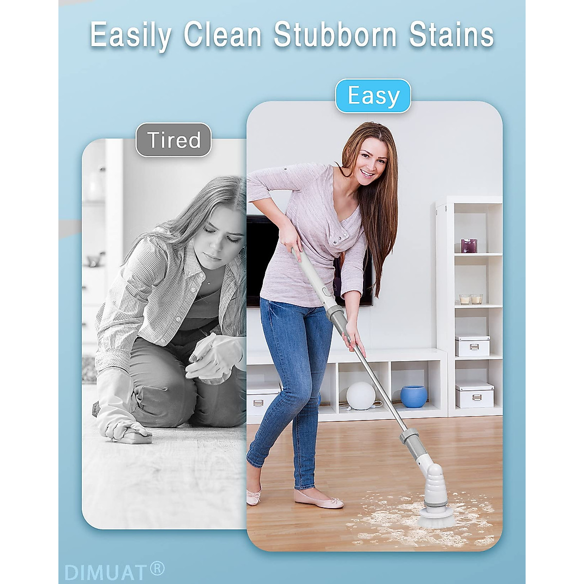 DIMUAT Electric Spin Scrubber, Shower Scrubber for Cleaning, Cordless Grout Power Bathroom Cleaner for Cleaning Tile, Floor, Bathtub