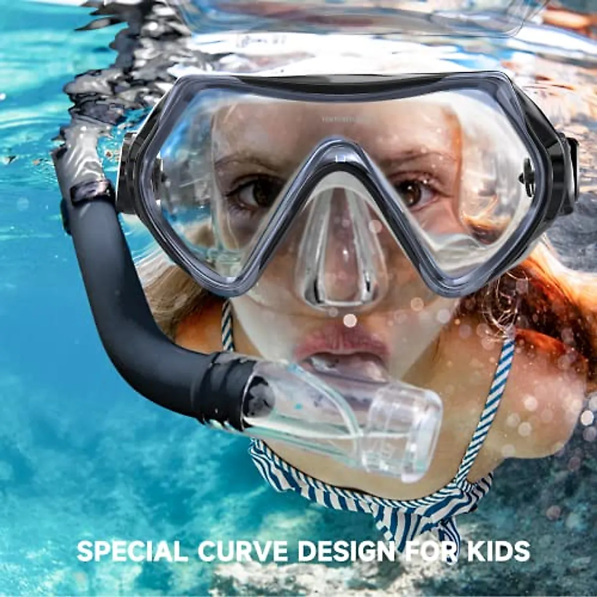 Findway Kids Swim Goggles Toddler Kids Youth(5-16), Anti-Fog 180°Clear View Snorkel Diving Mask, Swim Goggles with Nose Cover Waterproof Anti-UV Water Pool Goggles for Boys Girls Youth