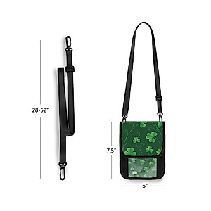 Women Small Crossbody Bag Green Clover for Cellphone Purse Wallet with Card Slots Removable Strap(6vb8a)