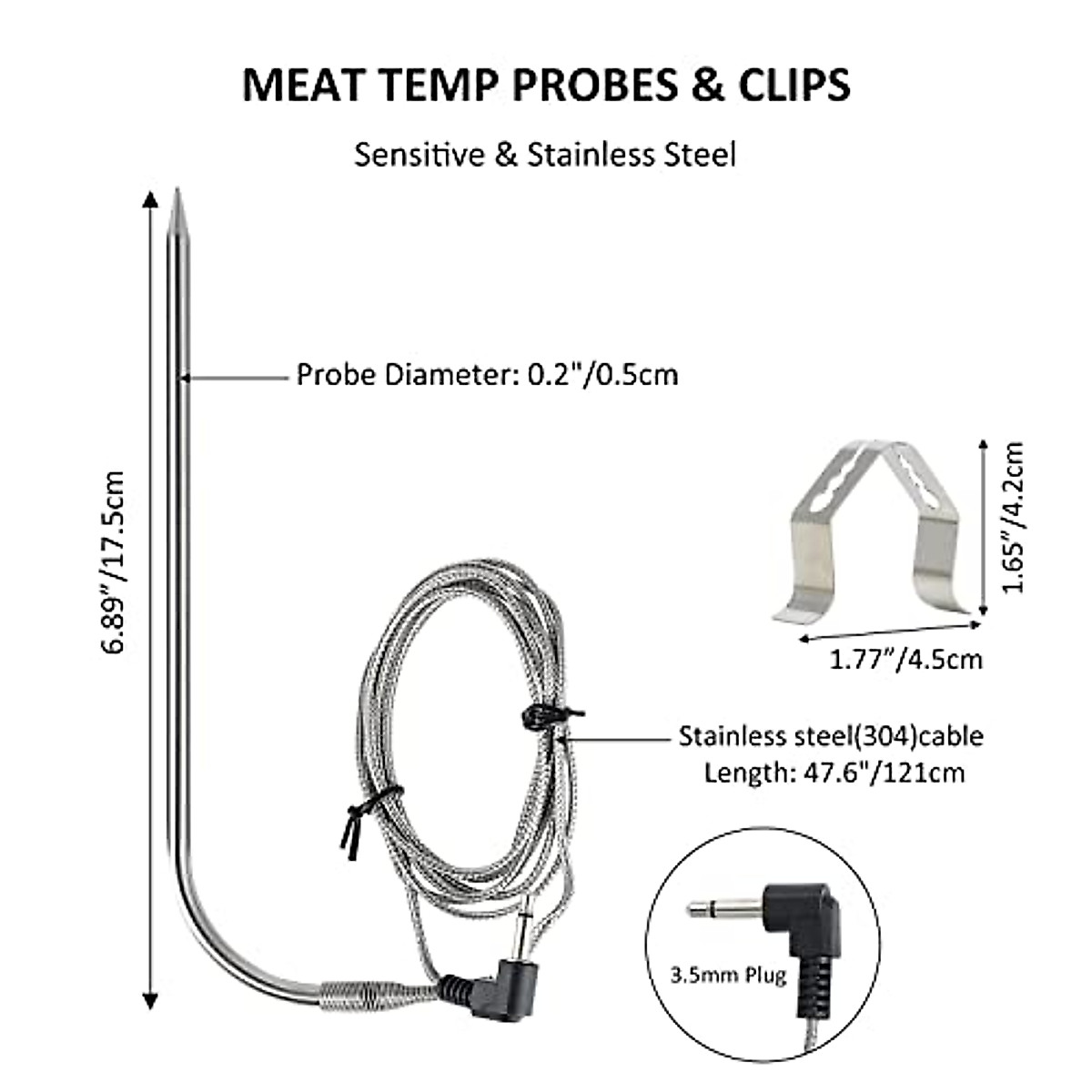 Apromise Replacement Parts for Traeger Grill - Upgraded Digital Thermostat Controller with 2 Meat Probes & 2 Meat Thermometer Probe Clips & 1 RTD Temperature Sensor for Traeger Replacement Parts