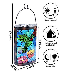 Hanging Solar Lantern Outdoor Decorative Waterproof LED Solar Hummingbird Lights Tabletop Lamp for Outdoor Patio Garden
