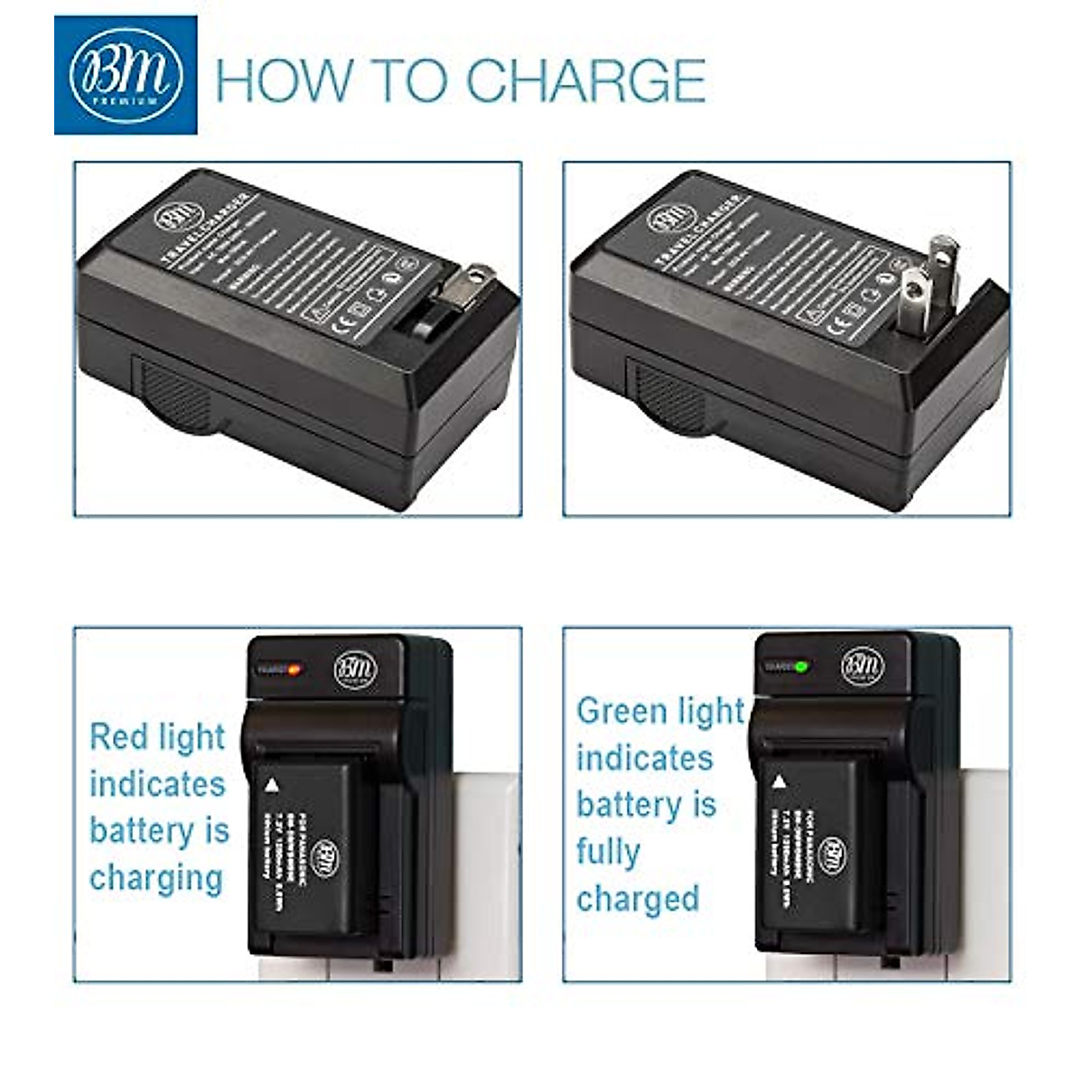 BM Premium DMW-BMB9 Battery and Battery Charger for Panasonic Lumix DC-FZ80, DMC-FZ40K, DMC-FZ45K, DMC-FZ47K, DMC-FZ48K, DMC-FZ60, DMC-FZ70, DMC-FZ100, DMC-FZ150 Digital Camera