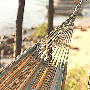 Brazilian Hammock Indoor Hammock Extra Large Canvas Hammock with Carry Bag for Patio Porch Garden Backyard Lounging Outdoor and Indoor Yellow Stripes