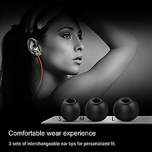 TIMMKOO Wired Earbuds Dual Drivers Phone Earbuds with Mic Bass Earphone with Microphone Noise Isolating for iPhone Android Smartphones Tablets Laptop Orange