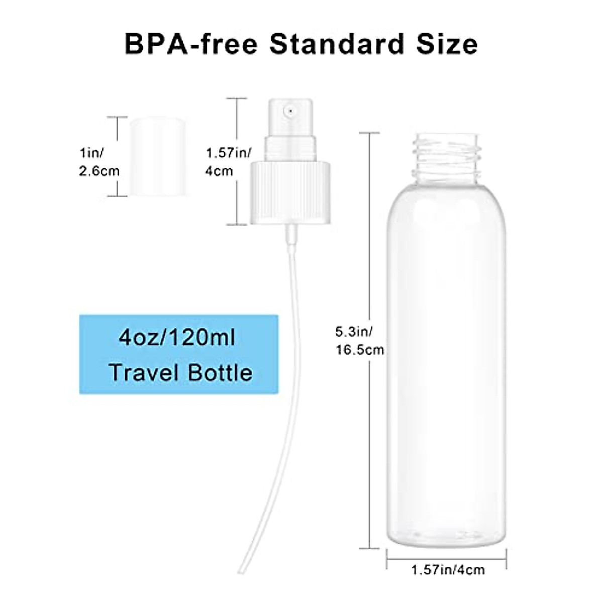 ZLEVEAYN 4oz Plastic Spray Bottles Fine Mist 12 Pack Refillable Empty Travel Size Containers Leak Proof for Toiletries Perfume Essential Oil Alcohol Hair Spray