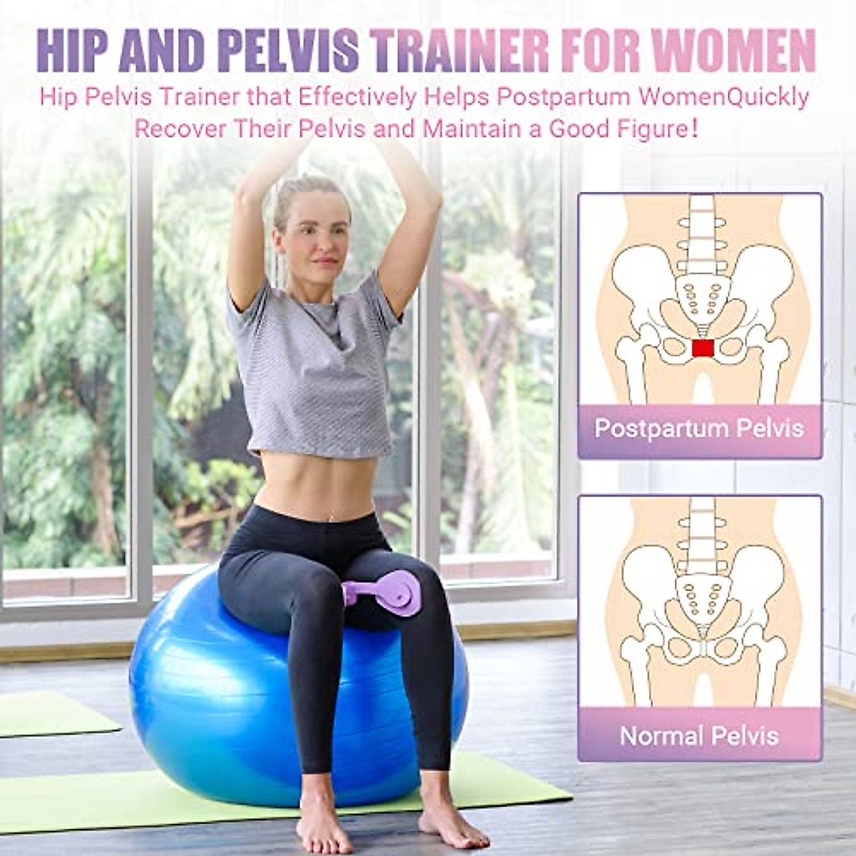 COFOF Thigh Master Thigh Exerciser for Women, Enhanced Resistance Hip & Pelvis Trainer, Inner Thigh Exercise Equipment Kegel Exercise Products for Women Home Gym(Purple)