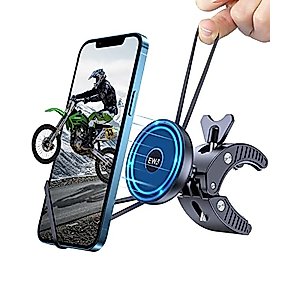 EWA Bike Phone Holder, Motorcycle Phone Mount Magnetic Bicycle Handlebar Cell Phone Clamp Compatible with MagSafe and iPhone 14 13 Pro Max Mini for Indoor Cycling,Treadmill,Spin Bike,Elliptical