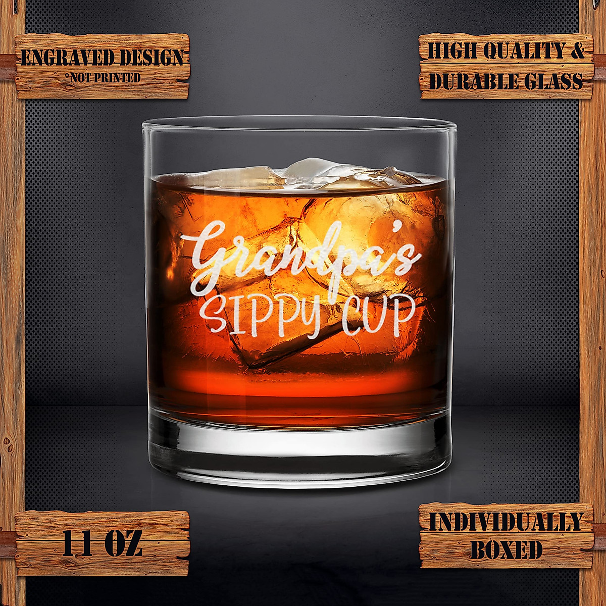 NeeNoNex Grandpa's Sippy Cup Whiskey Glass - Funny Birthday Gift for Papa