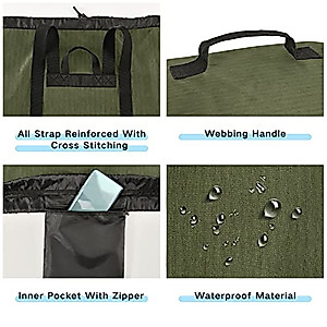 Army Green Backpack Laundry Bag Heavy Duty Extra Large Laundry Bag Resistant Dirty Travel Organizer Bag with Handles and Straps for College, Travel, Laundromat, Apartment 14.5 x 29.3 in 21013558