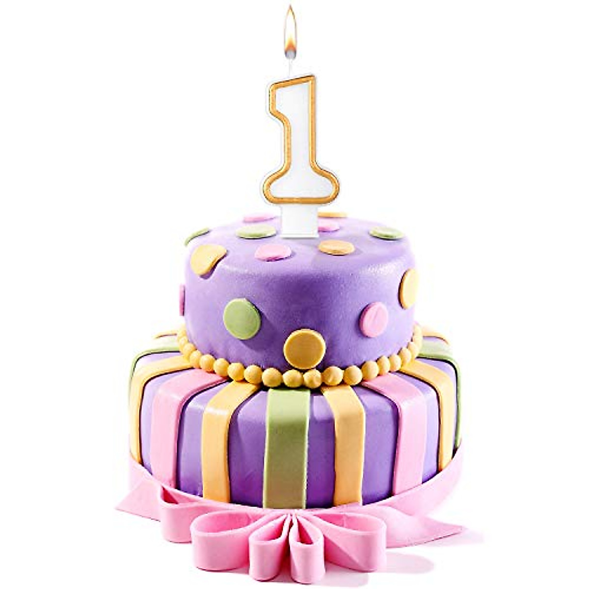 10 Pieces Cake Number Candles Birthday Numeral Candles Numbers 0-9 White Candles with Golden Edges Cake Topper Candle Decoration for Wedding Birthday Party Supply