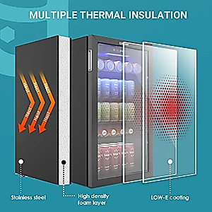 EUHOMY Beverage Refrigerator and Cooler, 126 Can Mini fridge with Glass Door, Small Refrigerator with Adjustable Shelves for Soda Beer or Wine, Perfect for Home/Bar/Office, Mini Refrigerators (Black)