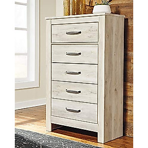Signature Design by Ashley Bellaby Vintage Farmhouse 5 Drawer Chest of Drawers, Whitewash