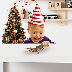 Gemini&Genius Crocodile Action Figures Wildlife World Safari Animals Figures Stocking Stuffers and Collectible Toys The Coolest Cake Toppers for Kids (Brown Crocodile)