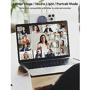 Stouchi Aluminum Mag-Safe Continuity Camera Mount, Upgraded iPhone Camera Mount Compatible with MacBook Pro, Air, iPhone 12 13 14 15 Series（Silver）