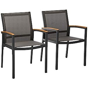 Christopher Knight Home Emma Outdoor Mesh and Aluminum Frame Dining Chair (Set of 2), Gray