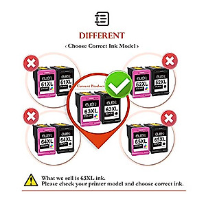 ejet Remanufactured Ink Cartridge Replacement for HP 63 Ink 63XL Compatible with OfficeJet 3830 5255 5258 Envy 4520 4512 4513 4516 DeskJet 1112 1110 3630 3632 2130 2132 Printer (1 HP63 Black, 1 Color)