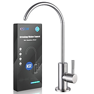 ESOW Kitchen Water Filter Faucet, 100% Lead-Free Drinking Water Faucet Fits Most Reverse Osmosis Units or Water Filtration System in Non-Air Gap, Stainless Steel 304 Body Brushed Nickel Finish