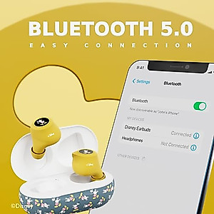 Disney Mickey Mouse Bluetooth Earbuds with Charging Case- Bluetooth Wireless Headset with Built-in Mic and 30 Hours of Playtime- Disneyland Essentials and Disney Gifts for Women and Men of All Ages