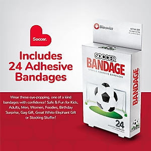 BioSwiss Bandages, Soccer Ball Shaped Self Adhesive Bandage, Latex Free Sterile Wound Care, Fun First Aid Kit Supplies for Kids, 24 Count