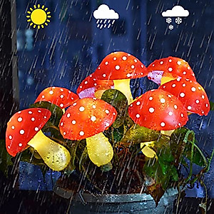 Homeleo Upgraded 8 Pack Red Mushroom Solar Lights for Outdoor Garden Decor, Waterproof Solar Powered Fairy Lights for Yard Fence Lawn Decking Pathway Landscape Lighting Halloween Christmas Decorations