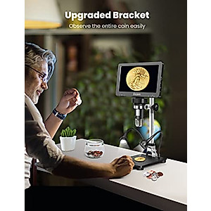 HDMI LCD Digital Microscope with IPS Screen, Dcorn 7" Coin Microscope for Coin Collection Supplies, View Entire Coin,16MP Soldering Microscope with Lights for Adults, 32GB Card Included