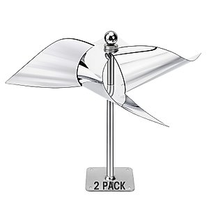 Glosaie 2 Pack Reflective Pinwheel Bird Deterrent, Weatherproof Bird Scare Devices to Keep All Birds Away