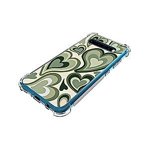 saiaty lideqee Designed for LG V60 ThinQ Case, Sage Green Love Hearts Coffee Latte Swirls Valentines Designed for LG Case Women Girls, Soft TPU Trendy Case for LG