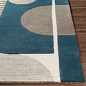 Mark&Day Area Rugs, 9x12 Vinkebrug Modern Teal Area Rug Blue Gray White Carpet for Living Room, Bedroom or Kitchen (8'10" x 12')