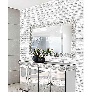 practicalWs 17.71''×236.2'' White/Gray Brick Pattern Wallpaper Self-Adhesive 3D Effect Wall Paper Peel and Stick Removable Vinyl Film for Home Decoration, Cover Furniture, Christmas Wall Decoration