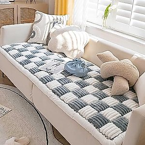 Dog Sofa Bed Pet Products Furniture - Large Plaid Square Pet Mat Bed with Funny Fuzzy Couch Cover - Protect Your Couch with This Coloured Pet Couch Cover on