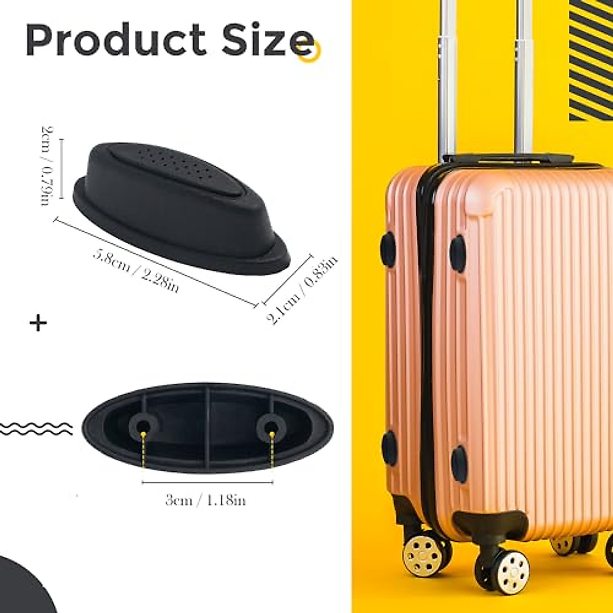 ISKYBOB 4 Pairs Luggage Bottom Side Stand Feet with 40 Screws, Baggage Replacement Stud Foot Black Feet Pads for All Suitcase