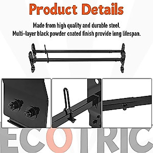 ECOTRIC Cross Bar 53"-66" Compatible with 1999-2022 Chevy Express GMC Savana Ford E Series Ladder Rack for Van Roof Rack Ladder Carrier Steel Rain Gutter Heavy Duty Black