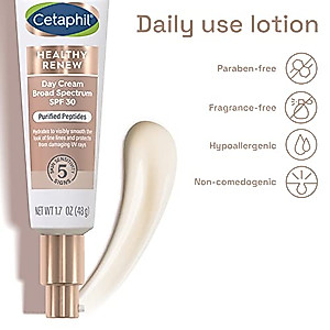 Cetaphil Healthy Renew Moisturizing Day Cream 1.7 Oz, Daily Moisturizer with SPF 30, Skin Tightening Anti Wrinkle Cream for Face with Peptides, Fragrance Free, Retinol Alternative For Sensitive Skin