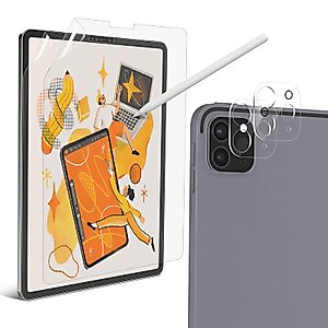 KCT 2+2 Pack Paperfeel Screen Protector Compatible with iPad Pro 11 Inch 2021&2020 with Transparent Camera Lens Protector, Anti-Glare&Matte Compatible with Apple Pencil, for Writing & Drawing