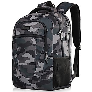 BIKROD Travel Laptop Backpack for Men, Backpacks for School Teen Boys, Business Anti Theft Slim Sturdy Back Pack with USB Charging Port, Adult Computer Bag Gift 17.3 IN Laptop, Camouflage