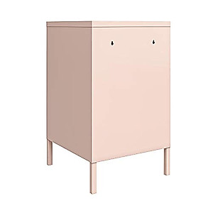 REALROOMS Shadwick 1 Door Metal Locker Style Livingroom End Table, Pink