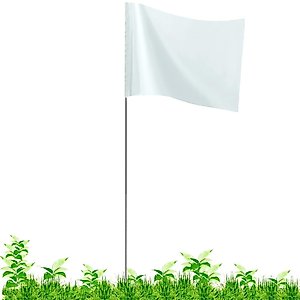 JIZHGRAD White Marking Flags for Lawn, 100 Pack Yard Flags | 4x5x16 Inch, Boundary Flags Dog Training,Marker Flags,Invisible Fence, Lawn/Survey/Landscape/Sprinkler/Surveyor/Stake Flags